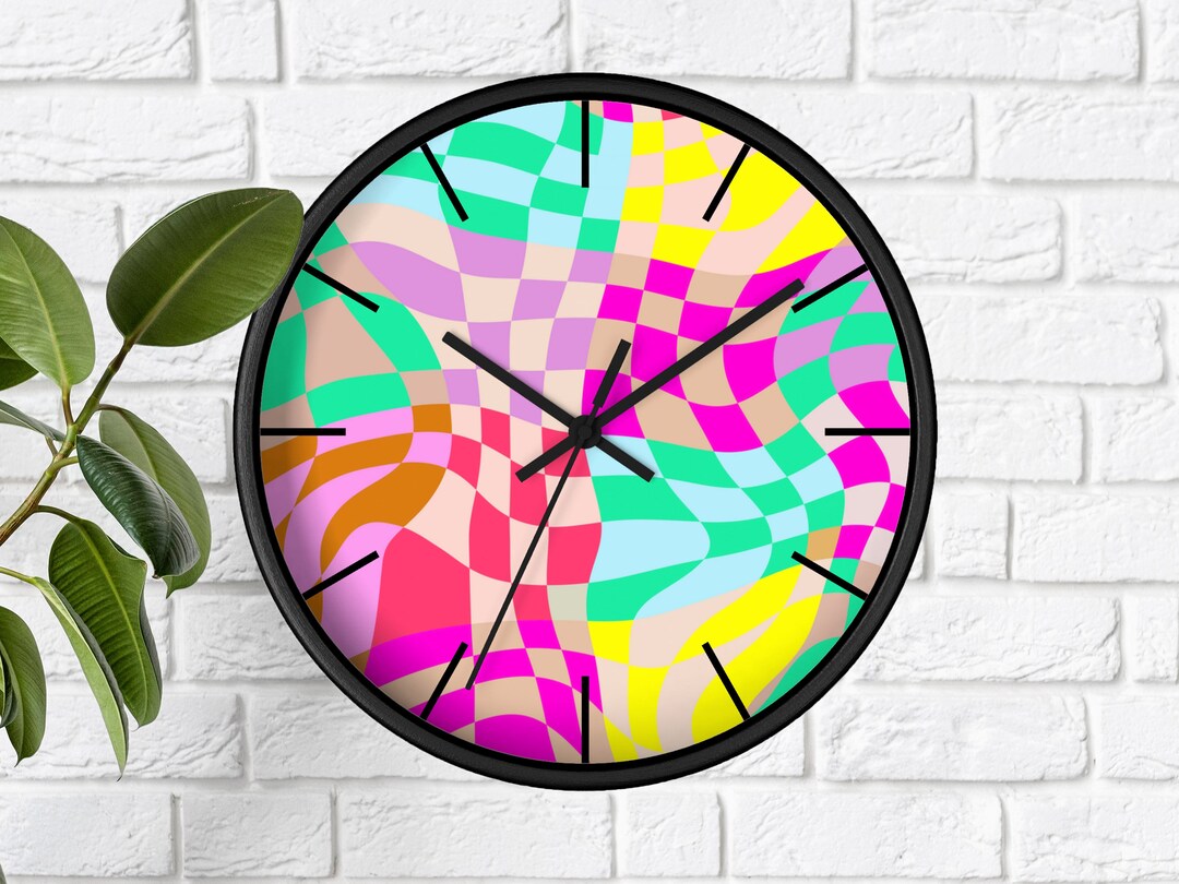Preppy Room Decor Aesthetic, Modern Abstract Wall Clock, Unique Teen ...