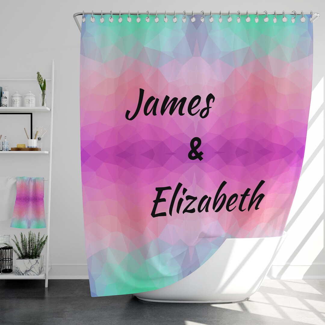 Personalized Custom Shower Curtain, Abstract Bathroom Curtain Gradient ...