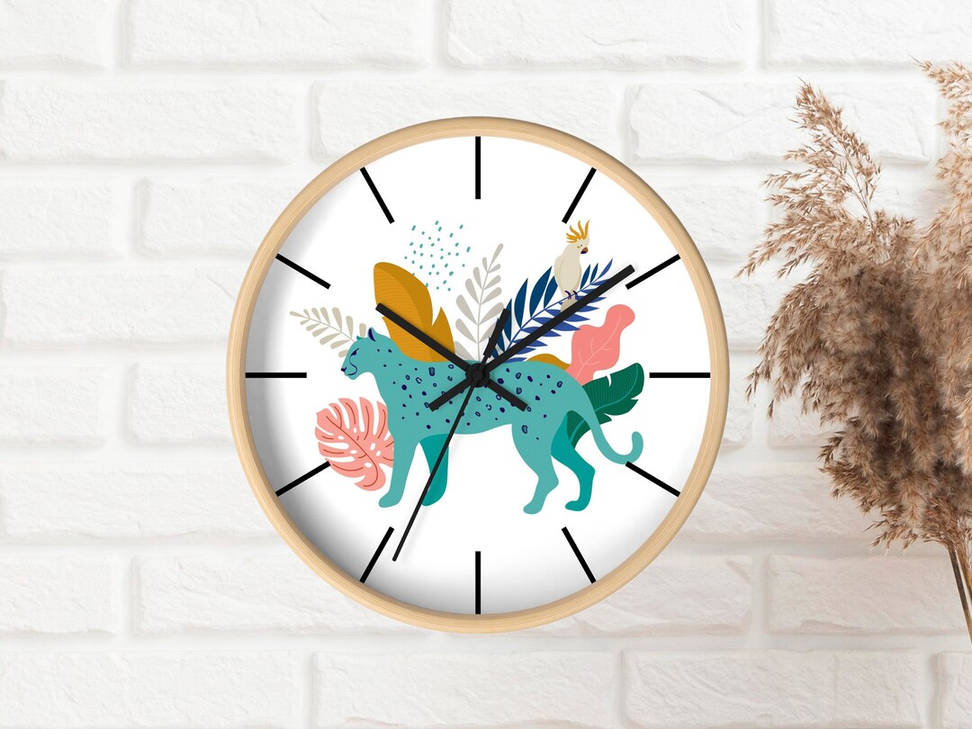 Preppy Room Decor Aesthetic, Modern Leopard Wall Clock, Unique Teen ...