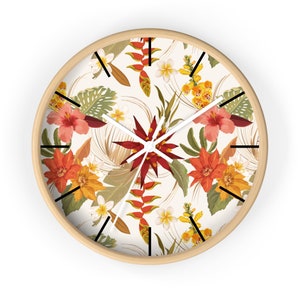 Minimalist Boho Wall Clock, Floral Wall Clock Office, Boho Home Room ...