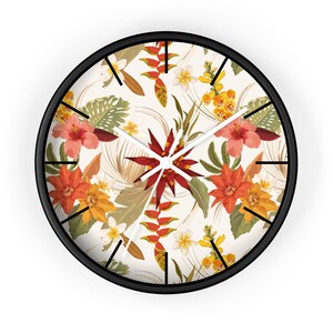 Minimalist Boho Wall Clock, Floral Wall Clock Office, Boho Home Room ...