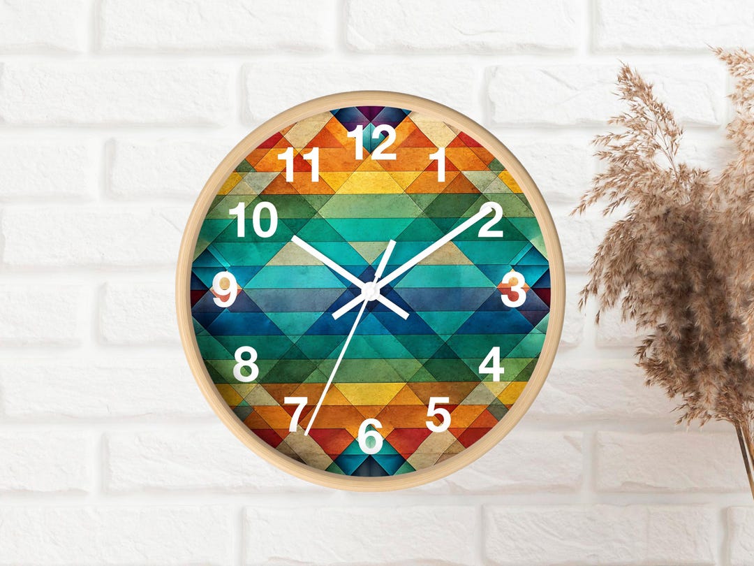 Mid Century Modern Wall Clock With Numbers, Retro Living Room Wall ...
