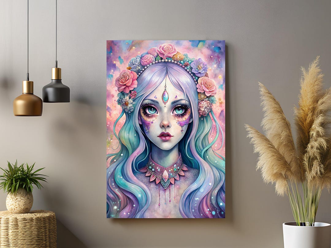 Pastel Goth Home Decor, Witchy Gothic Wall Art Prints, Modern Colorful ...