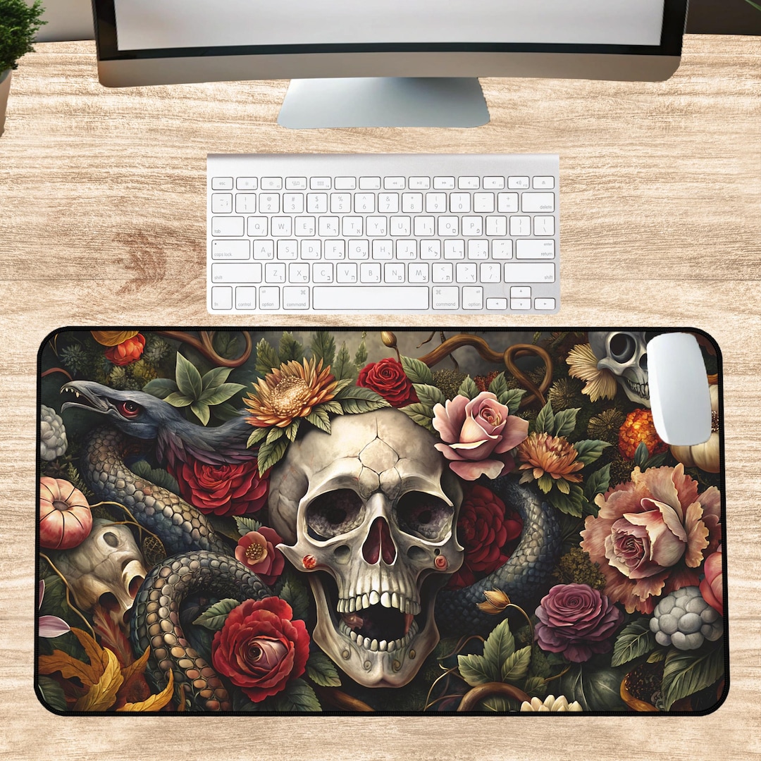 Goth Skull Dark Academia Desk Mat, Witchy Computer Xl Mouse Pad, Gothic ...