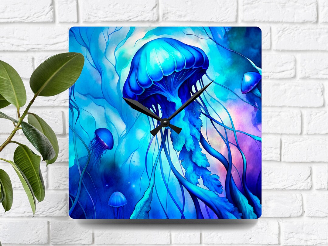 Nautical Under the Sea Wall Clock Unique, Modern Eclectic Blue ...