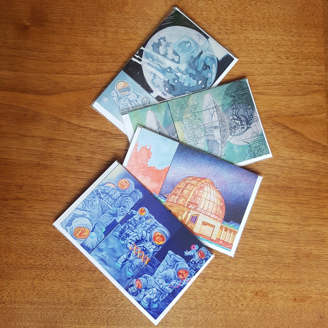 Greeting Card Set of 4 Space Themed Cards by Paul Martin Artist - Etsy