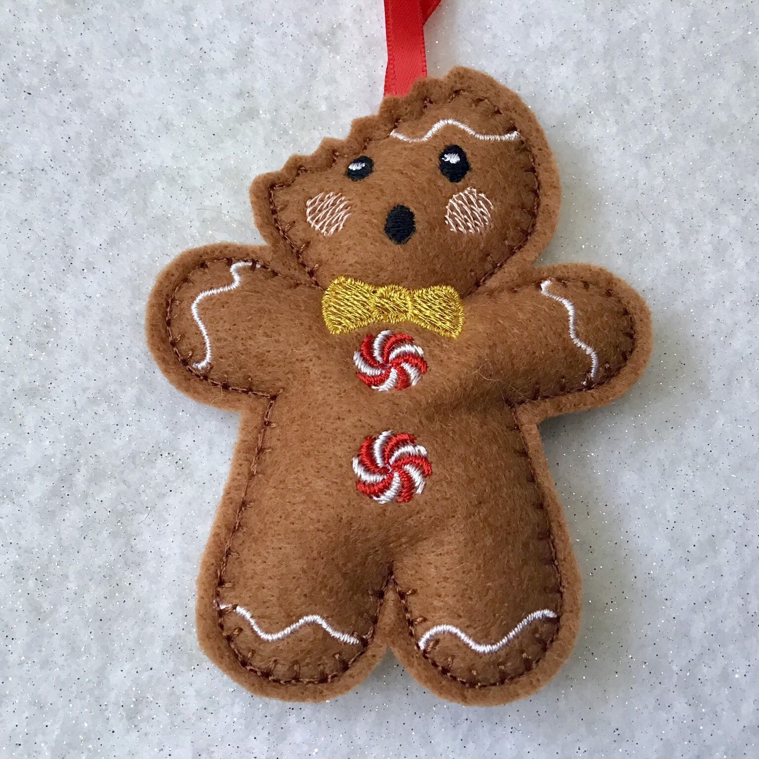 Gingerbread man bitten stuffed hanging Christmas tree | Etsy