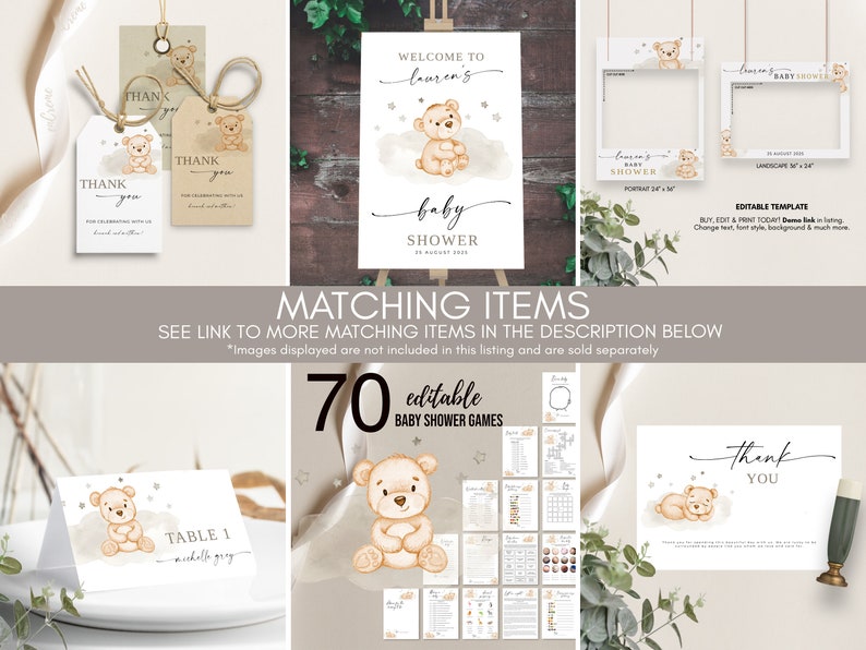 EDITABLE Cute Teddy Bear Baby Shower Bottle Labels Party - Etsy