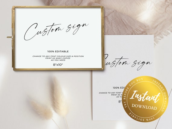Minimalist Custom Sign Editable Template Simplistic Poster | Etsy