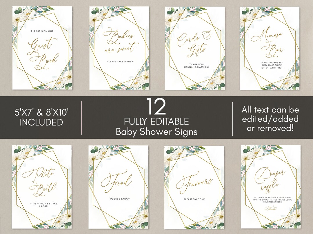 EDITABLE Baby Shower Sign Bundle Baby Shower Signs Editable - Etsy