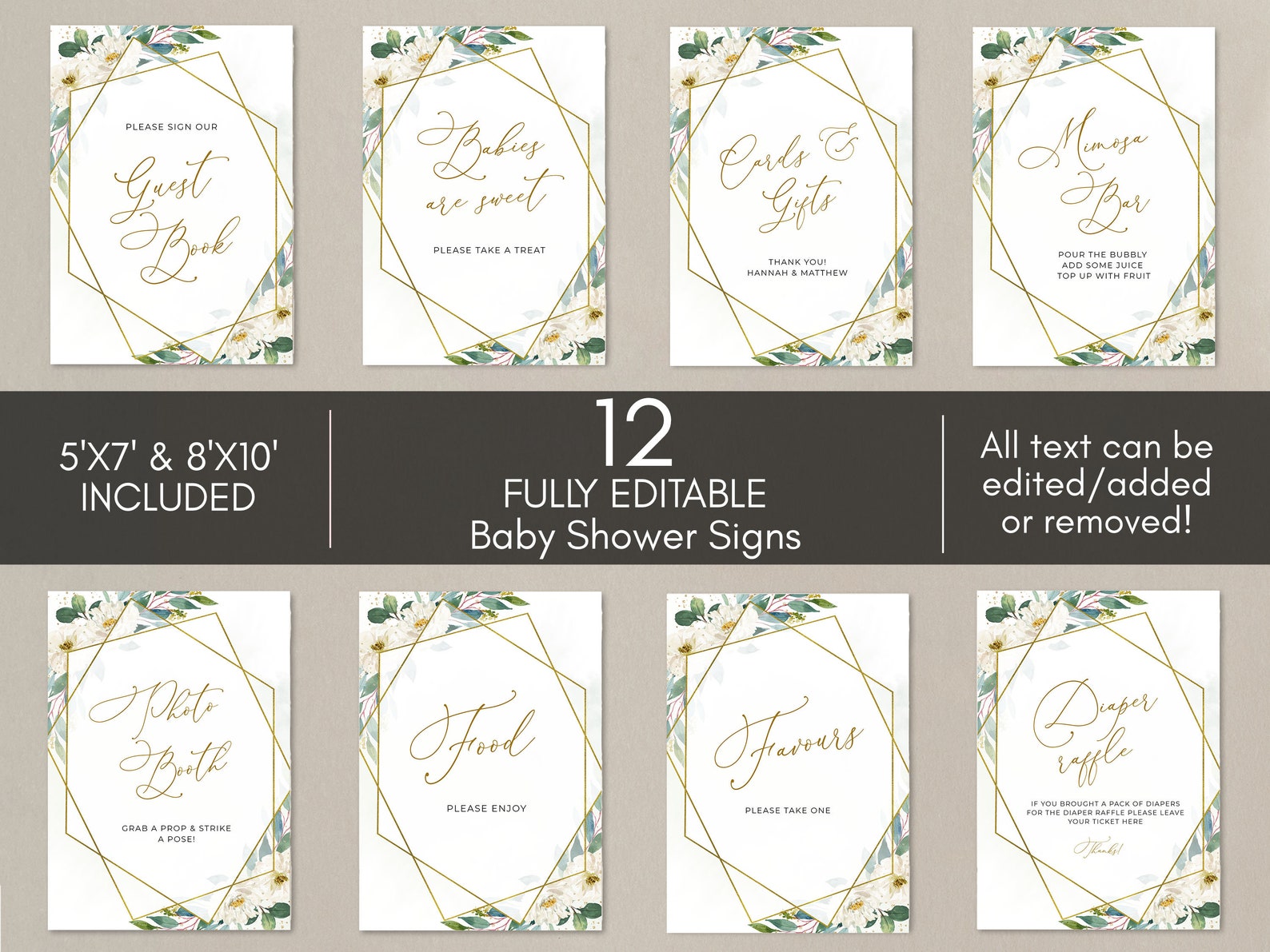 EDITABLE Baby Shower Sign Bundle Baby Shower Signs Editable - Etsy