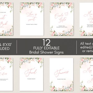 Editable Blush Roses Custom Sign Template Pink Roses Bridal - Etsy