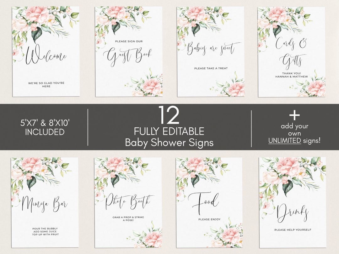 EDITABLE Baby Shower Sign Bundle Baby Shower Signs Editable - Etsy