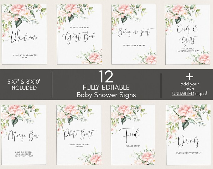 EDITABLE Baby Shower Sign Bundle Baby Shower Signs Editable - Etsy