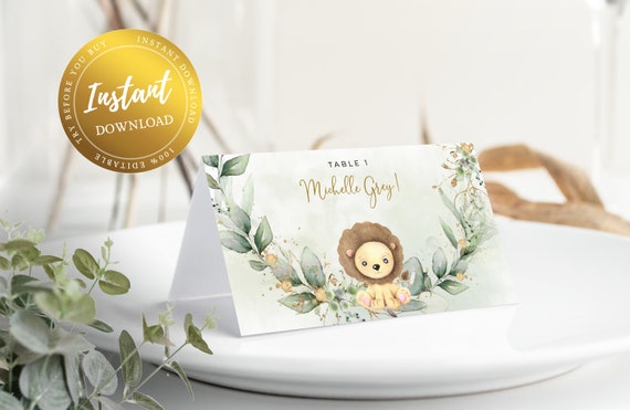 Editable Lion Place Card Template Thank You Card Seating | Etsy
