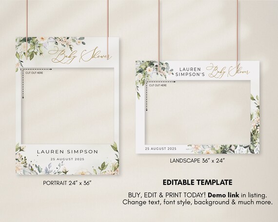 Editable Selfie Frame Baby Shower Personalised Booth Prop - Etsy