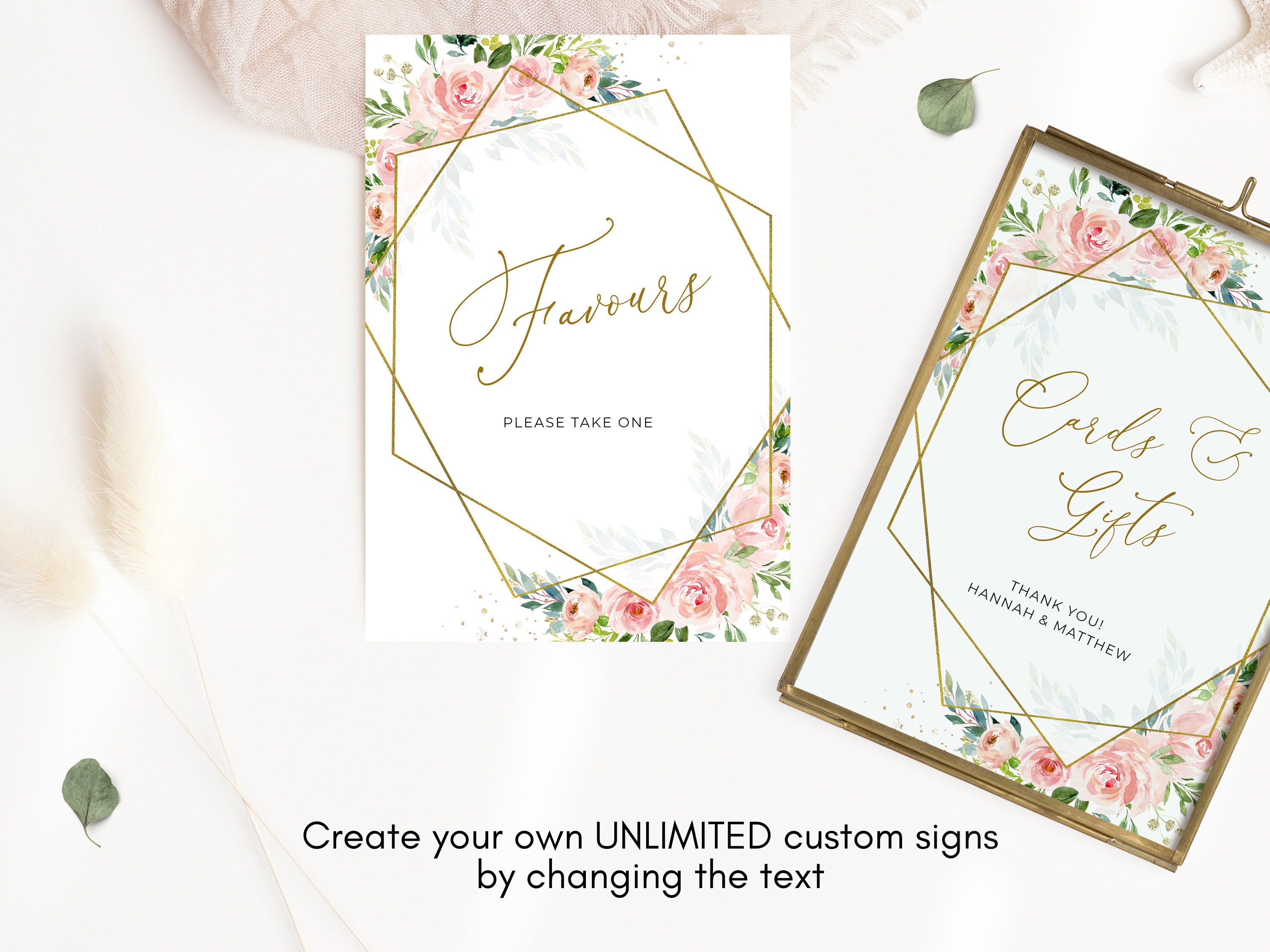 Editable Custom Sign Blush Pink Flowers Custom Sign Editable - Etsy