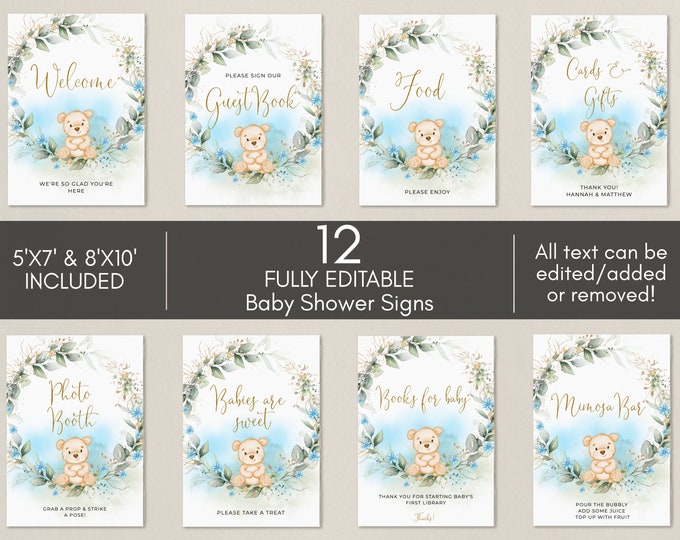 EDITABLE Baby Shower Sign Bundle, Baby Shower Signs, Editable Template ...