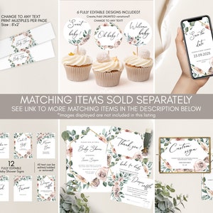 Editable Blush Roses Custom Sign Template Blush Pink Baby - Etsy