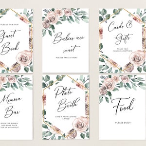 Editable Blush Roses Custom Sign Template Blush Pink Baby - Etsy