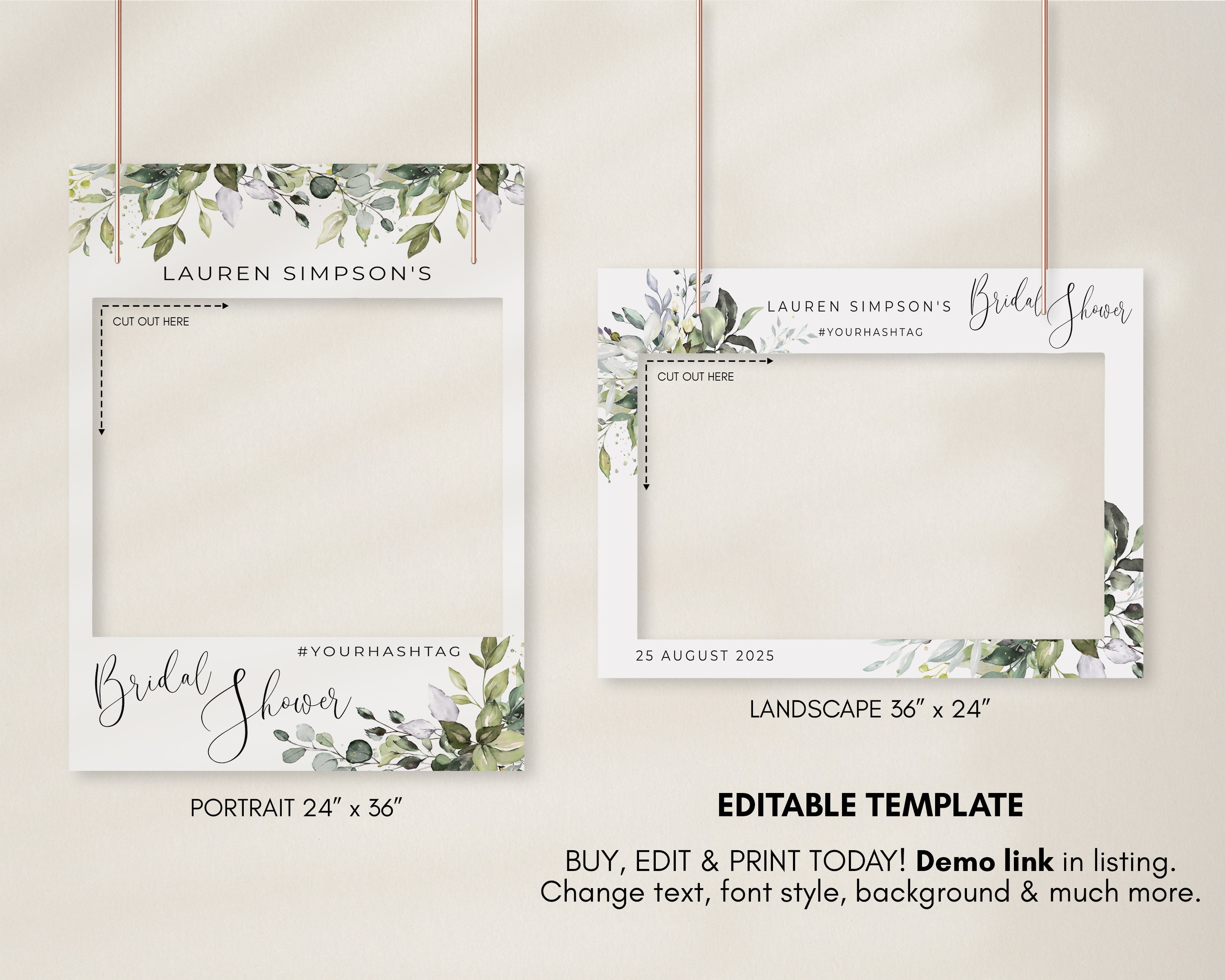 Editable Selfie Frame Bridal Shower Personalised Booth Prop - Etsy