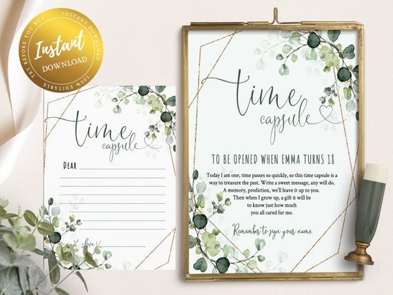 Editable Time Capsule Template Matching Note Cards 1st | Etsy