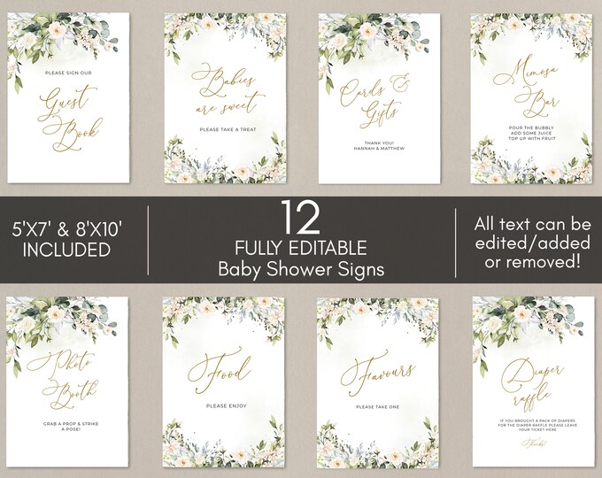 EDITABLE Baby Shower Sign Bundle, Baby Shower Signs, Editable Template ...