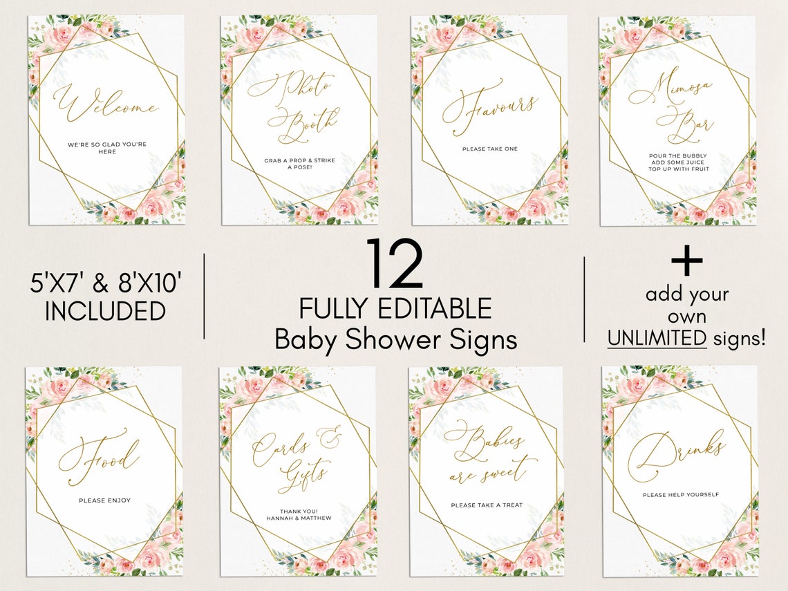 EDITABLE Baby Shower Sign Bundle Baby Shower Signs Editable - Etsy