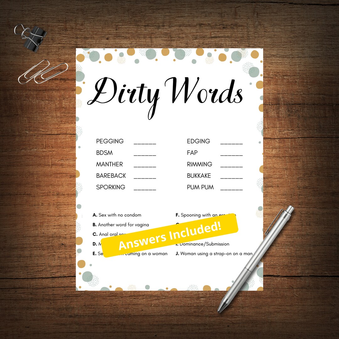 Dirty Words Game for Ladies Night, Bachelorette Party, Bridal Shower ...
