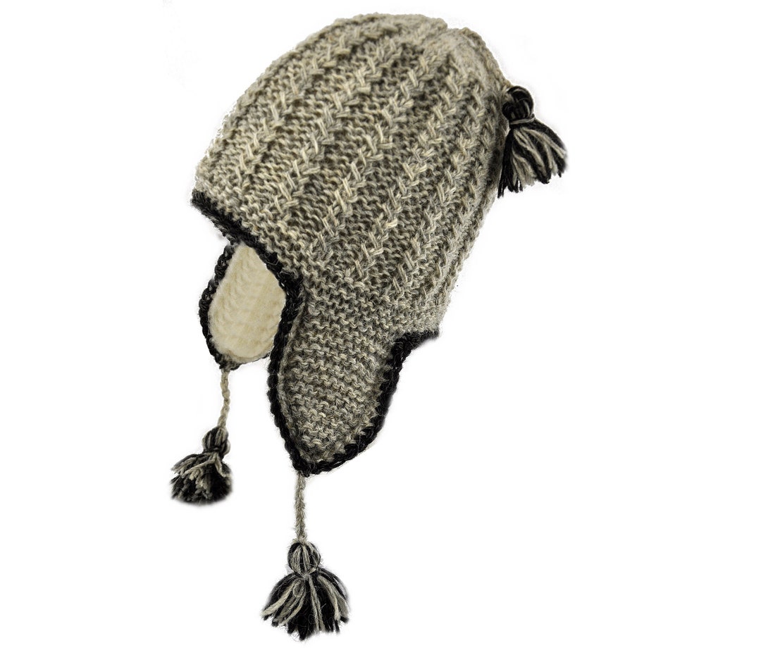 DX Women's/ Men's - Sheep Wool Earflaps Hat , Cap, Genuine Wool, Real ...