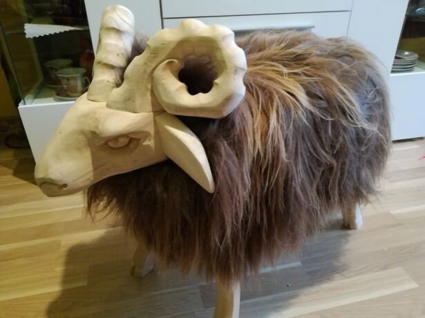 SHEEP STOOL , Wood Stool Wit Genuine Icelad Sheepskin , Sheep Form - Etsy