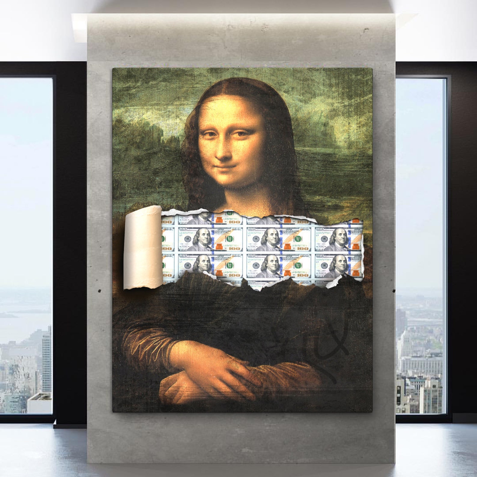 Money Mona Lisa Canvas Art Printable Wall Art Large Wall - Etsy