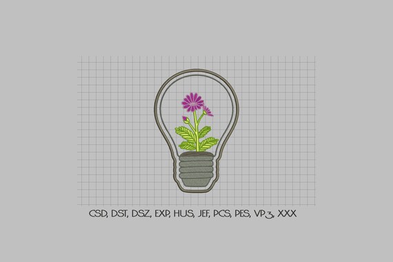 Flower in Light Bulb Embroidery Design Machine Embroidery | Etsy