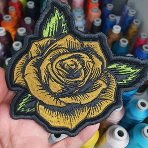 Red Rose Embroidery Design, Rose Patch, Tattoo Style, Instant Download ...