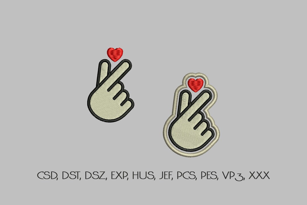 Finger Heart Embroidery Design: Korean Gesture (instant Download) - Etsy