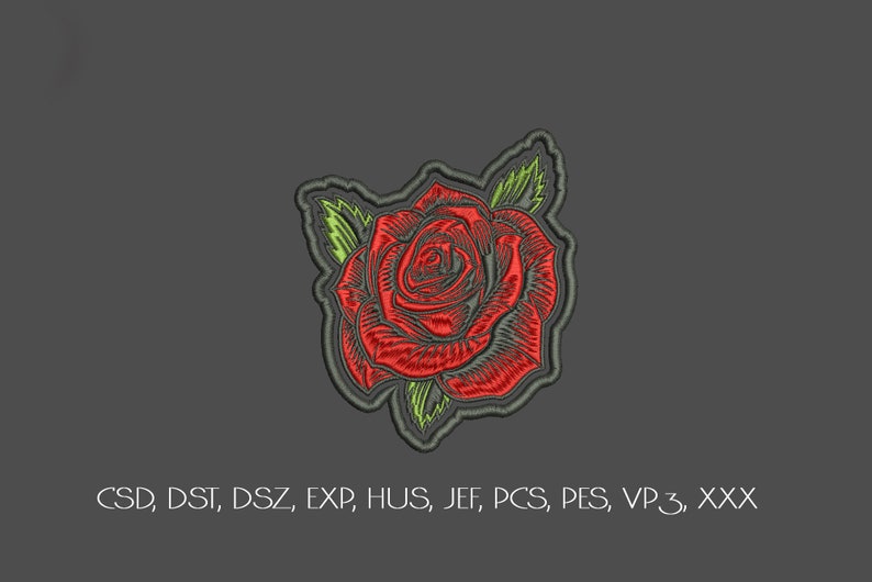 Red Rose Embroidery Design Rose Patch Tattoo Style Instant - Etsy