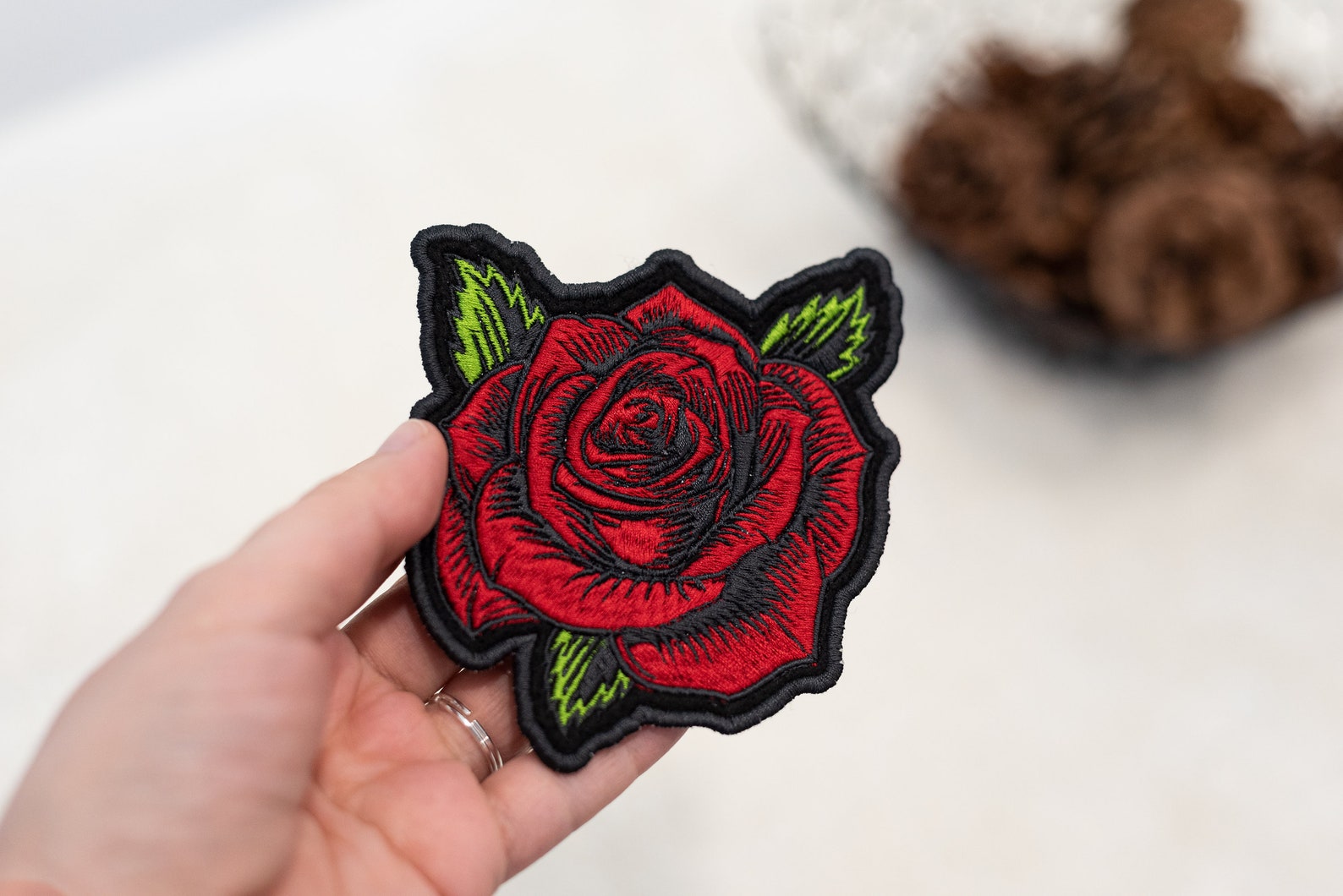 Red Rose Embroidery Design Rose Patch Tattoo Style Instant - Etsy