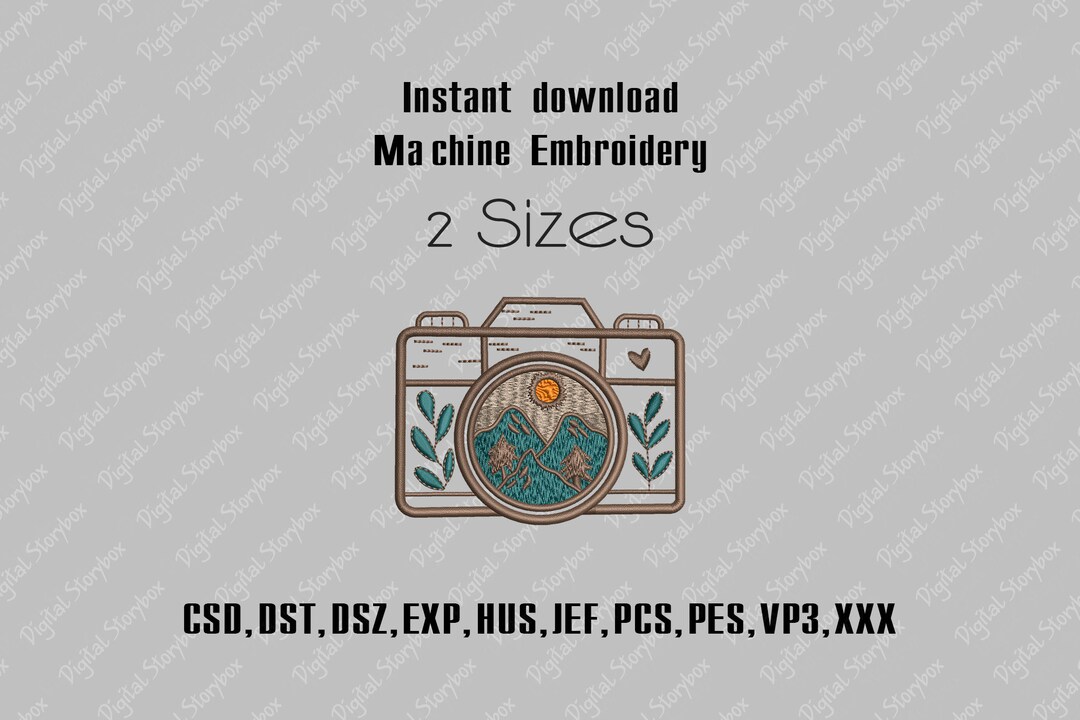 Photo Camera Embroidery Design, Machine Embroidery Design, Digital ...