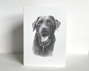 Black Labrador Dog Art Birthday Greetings/note Card can Be Personalised ...