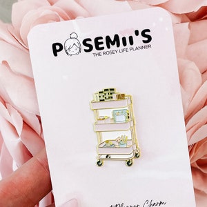 CART MAGNETIC CHARM Planner Pink Cart Metal Posemii Kawaii Coffee Tea ...