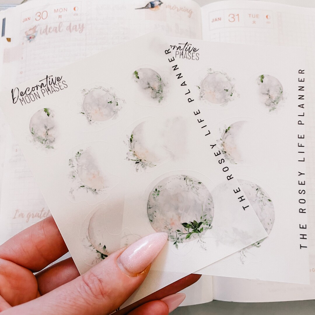 PLANNER STICKERS | Moon Phases | Planner Deco |gm Mm | A5 A6 B6 ...
