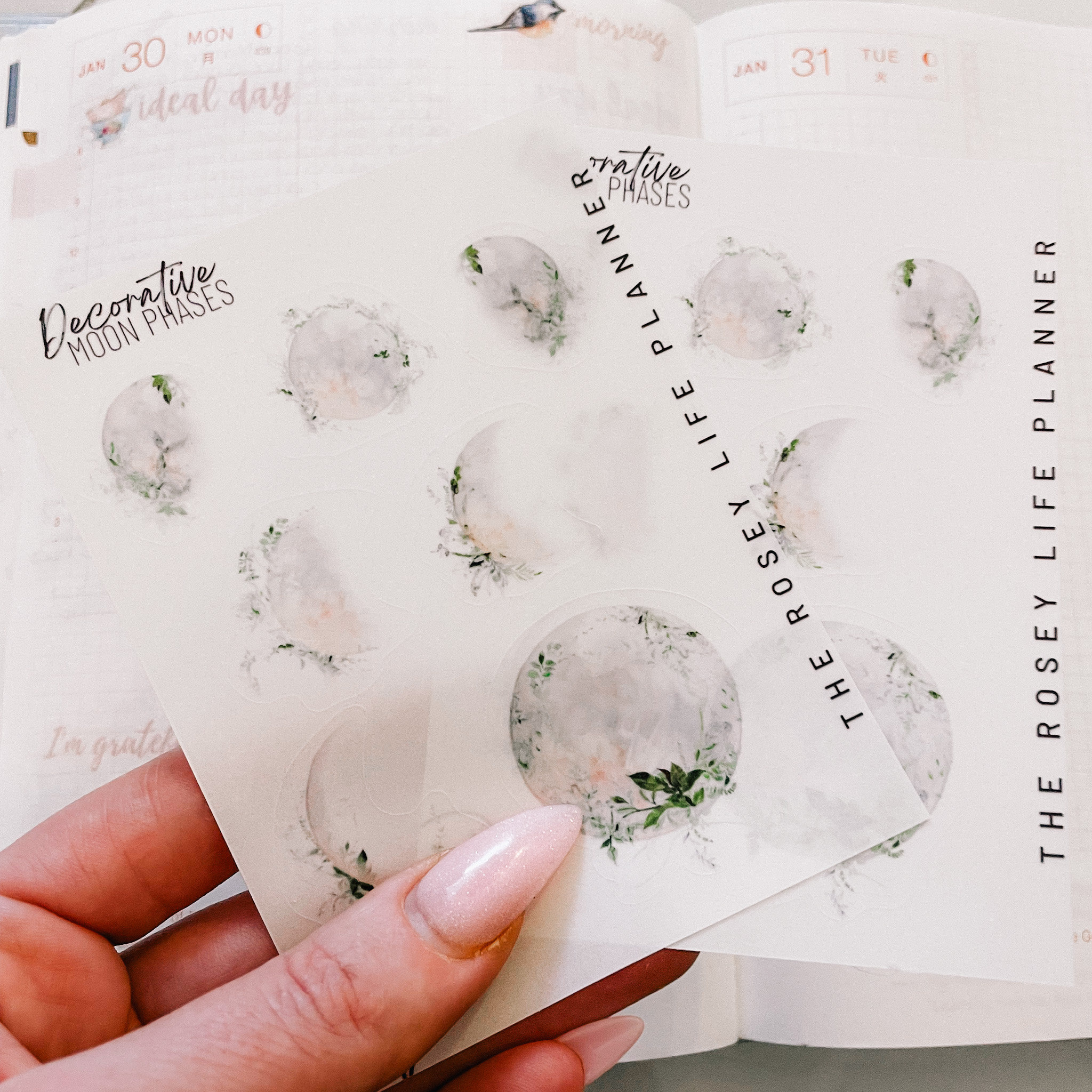 PLANNER STICKERS | Moon Phases | Planner Deco |gm Mm | A5 A6 B6 ...