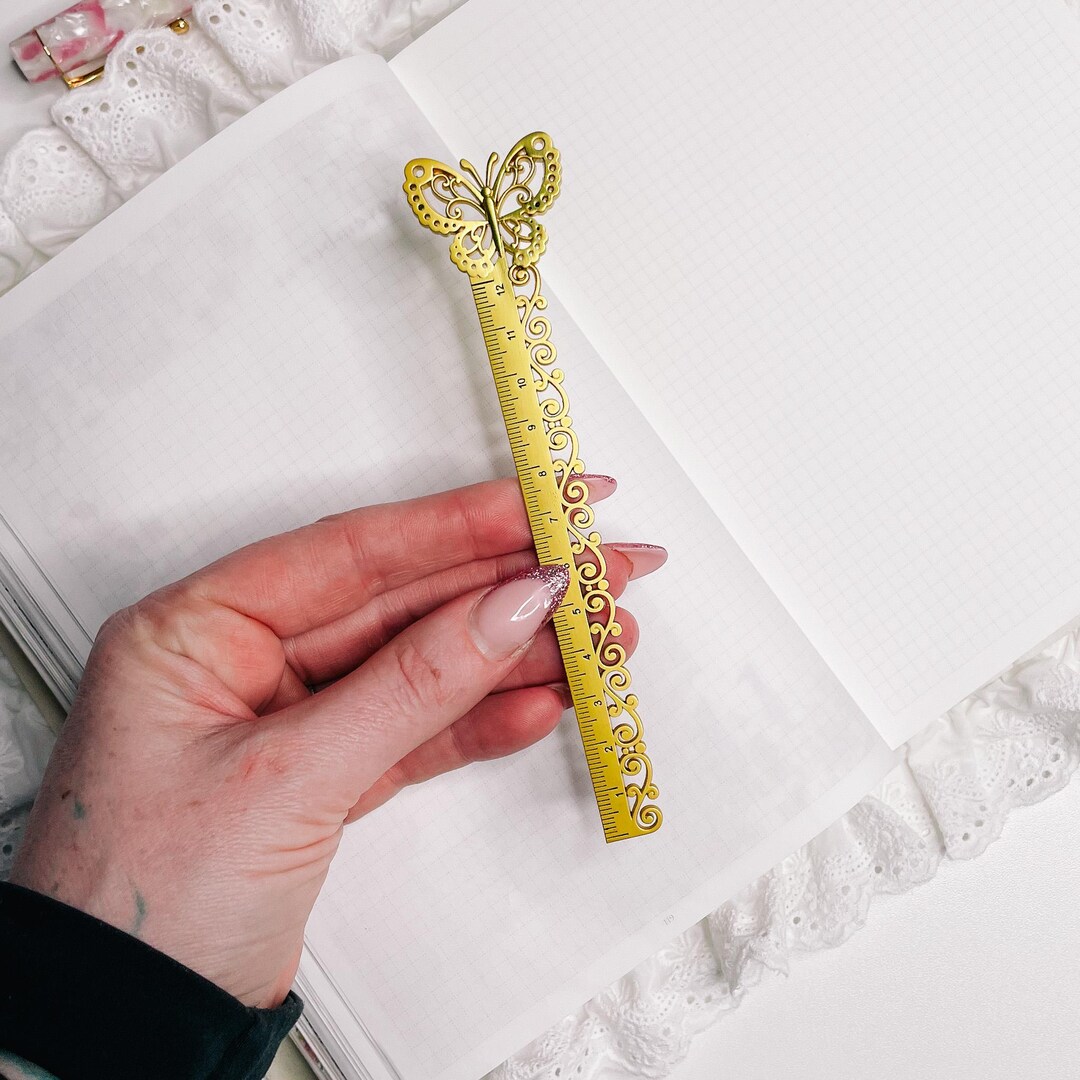 Gold Shabby Chic Ruler | METAL BUTTERFLY LACE | Elegant | Decorative ...
