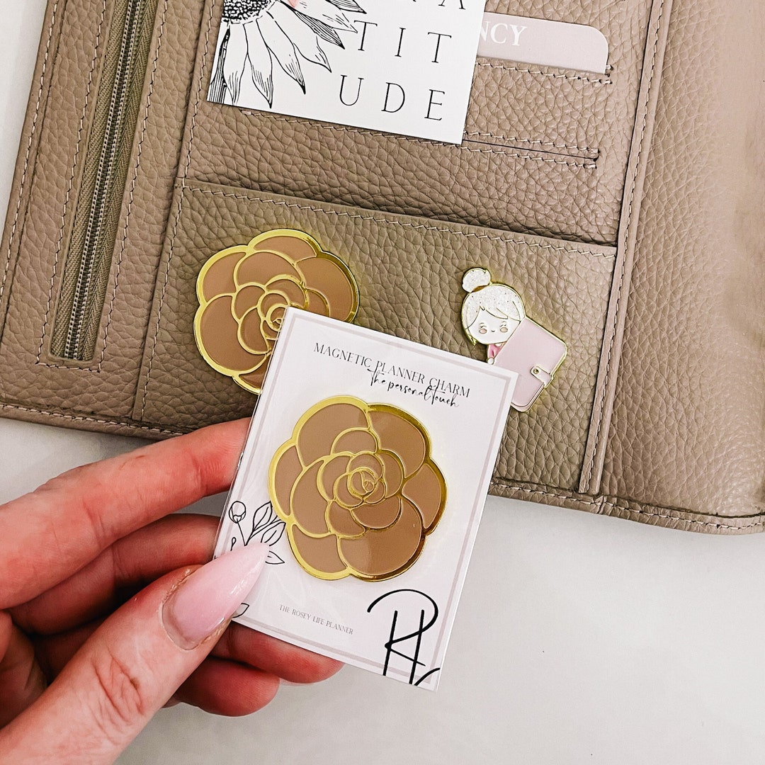 CAMELLIA MAGNETIC CHARM | Gold Coffee | Enamel Pin | Metal | Brooch ...