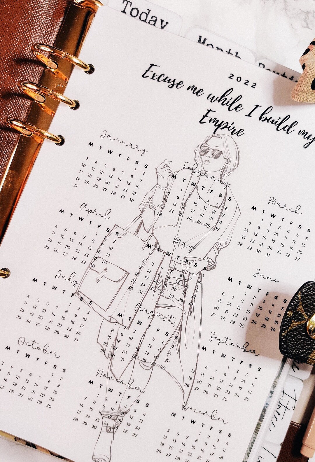 PLANNER DASHBOARD 2024 Calendar Boss Lady Fashion Insert Gm Mm A5 A6 B6 ...