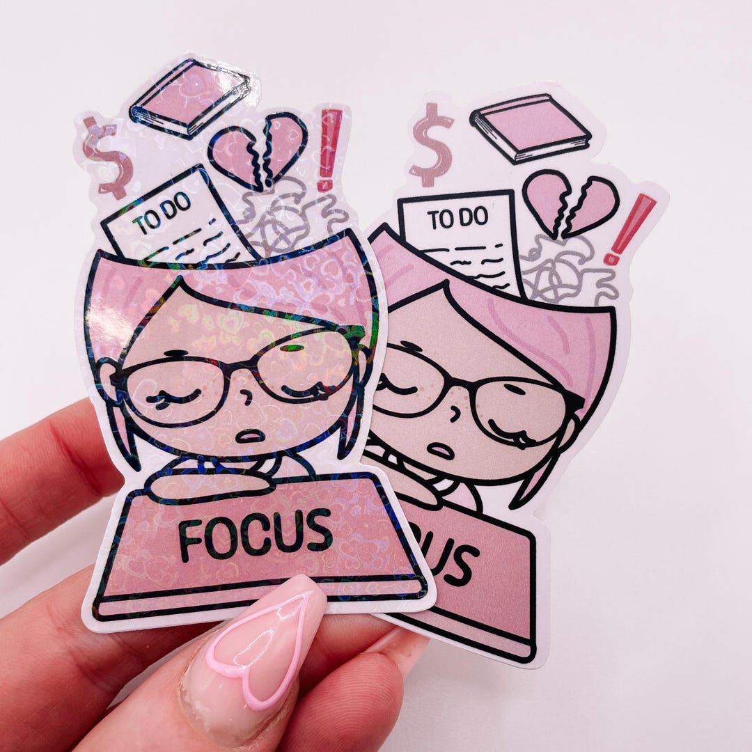 DIE CUT STICKER | Focus | Planner Sticker | Pink Matt or Heart ...