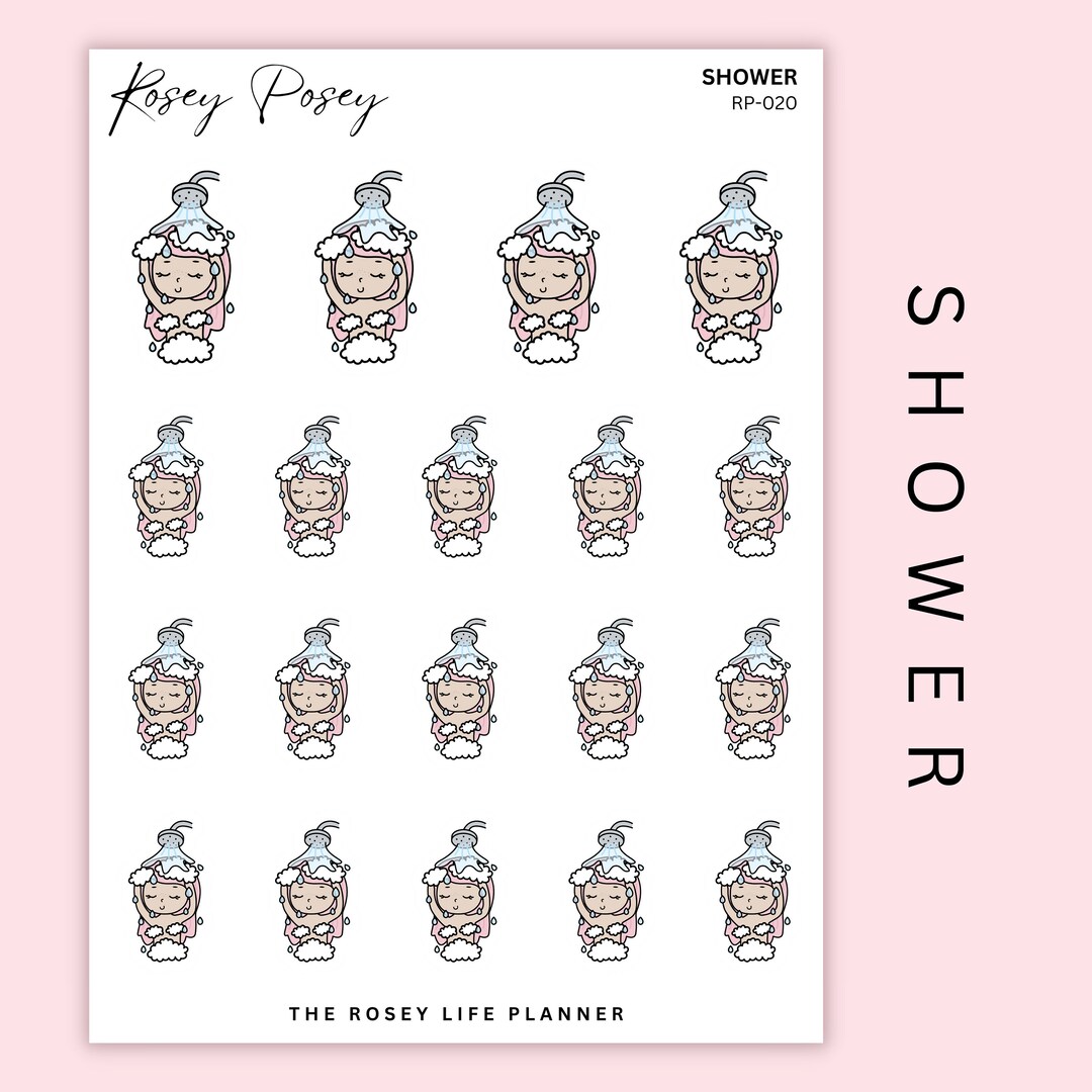 Shower | ROSEY POSEY | Clear Matte & Matte | Planner Stickers for Ring ...