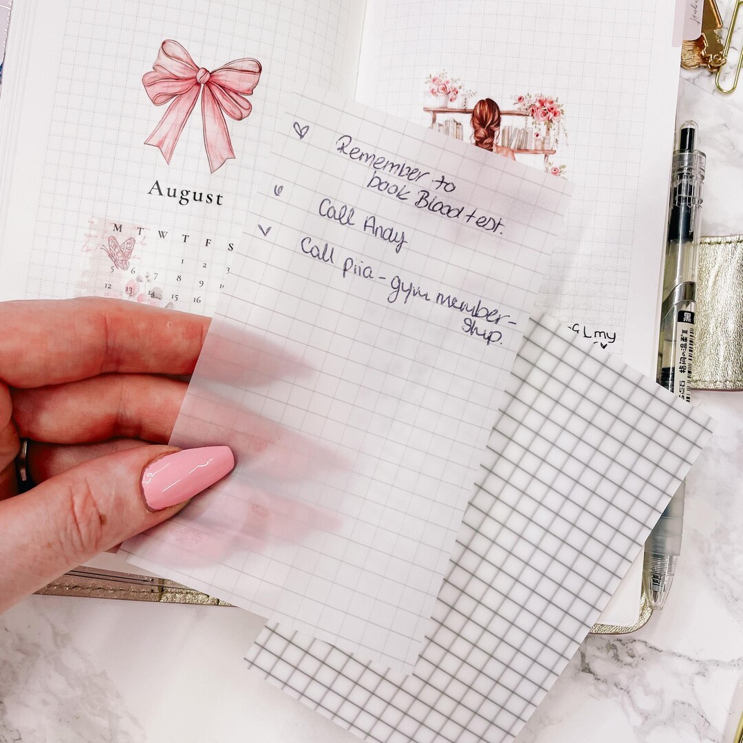 Grid Transparent Sticky Notes | 50 Sheets | Memo Note Pad | Rectangle ...