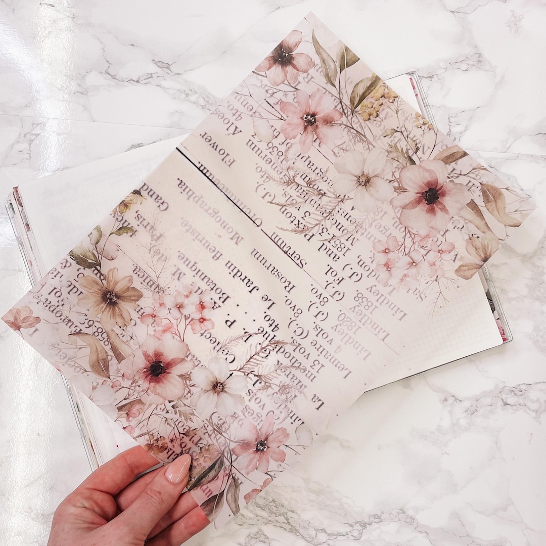 A4 Deco Sheet | Vellum Florals | for Planner or Book | Nov24 | Planner ...