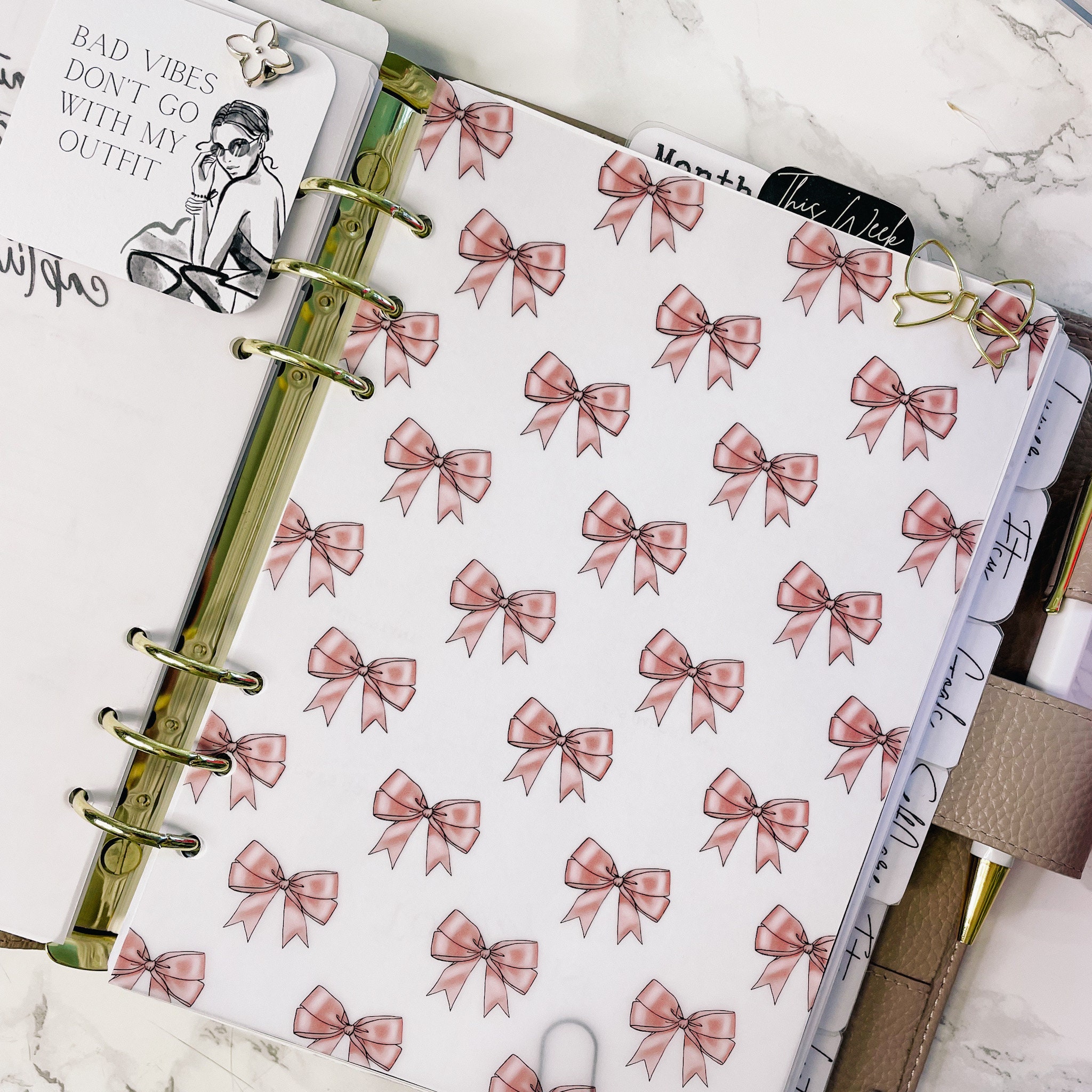 Bow Print Vellum Dashboard for Any Planner Size Type A5 A6 A7 - Etsy